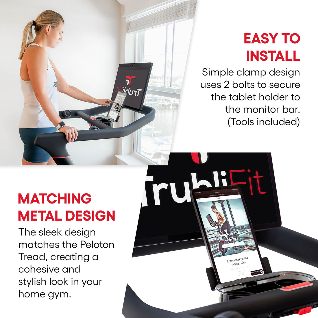 TrubliFit iPad or Tablet Holder for Peloton Tread